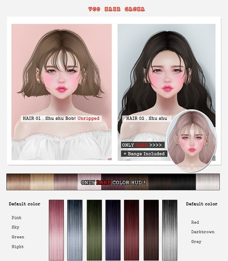Second Life Marketplace - VCO HAIR _ 02 Shu shu [Pink]
